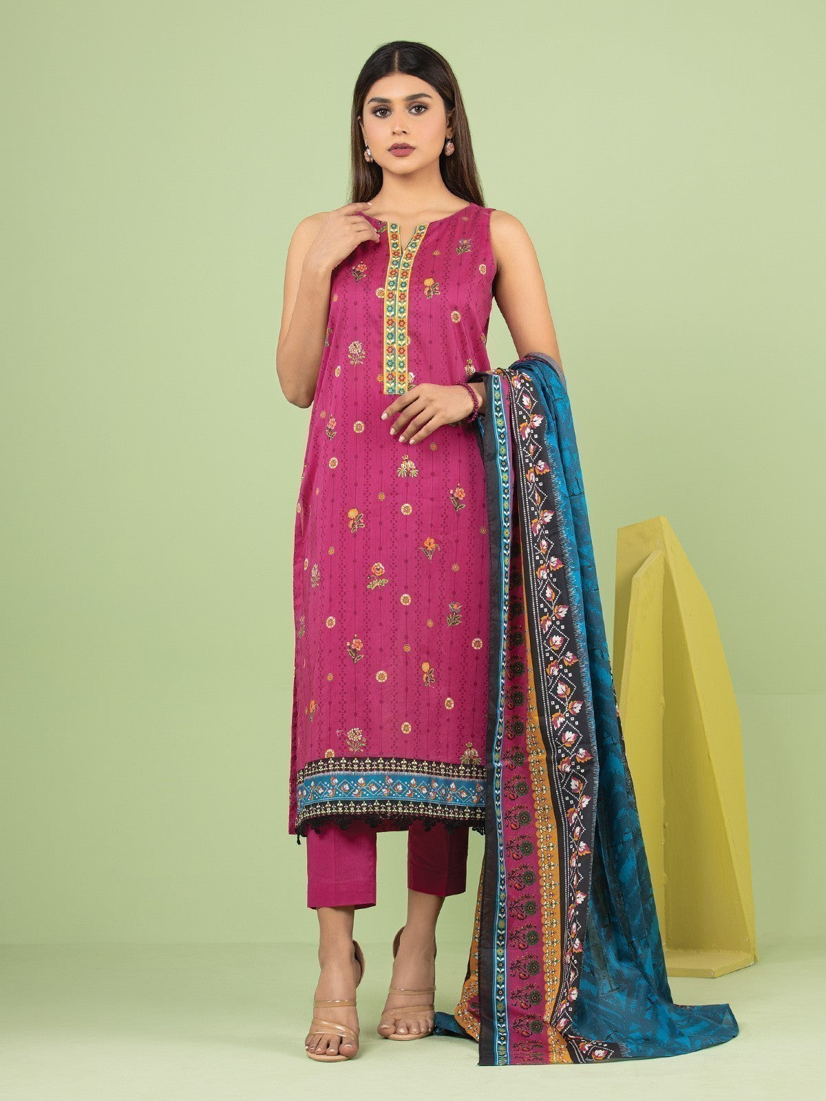 edenrobe Women's Pink Unstitched 3PC Lawn - EWU23A1-26189 – edenrobe Pakistan