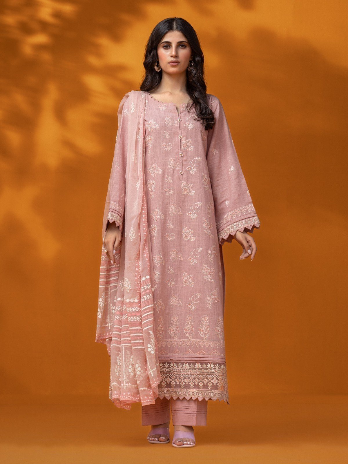 edenrobe Women's Light Pink Unstitched 3PC Crosshatch - EWU22V17-26498 – edenrobe Pakistan