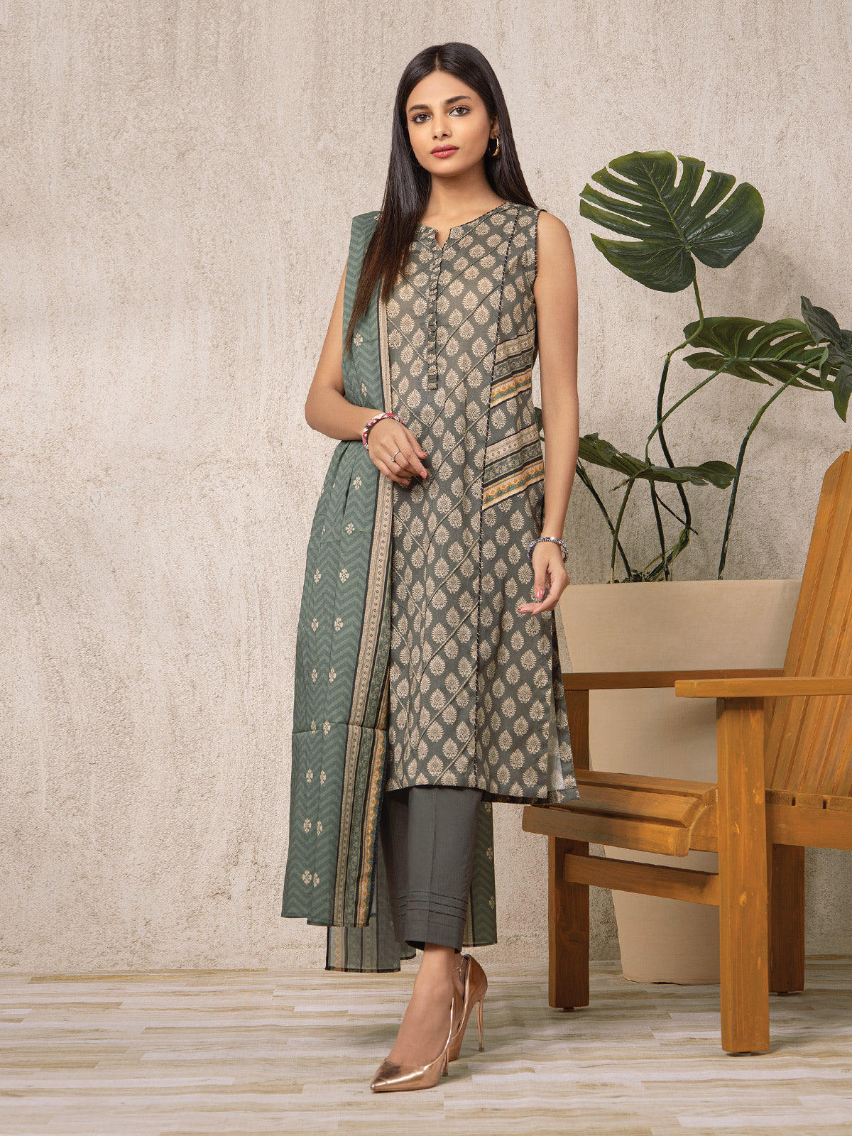 edenrobe Women's Dark Sage Unstitched 1Pc Khaddar - EWU22A3-23459 ...