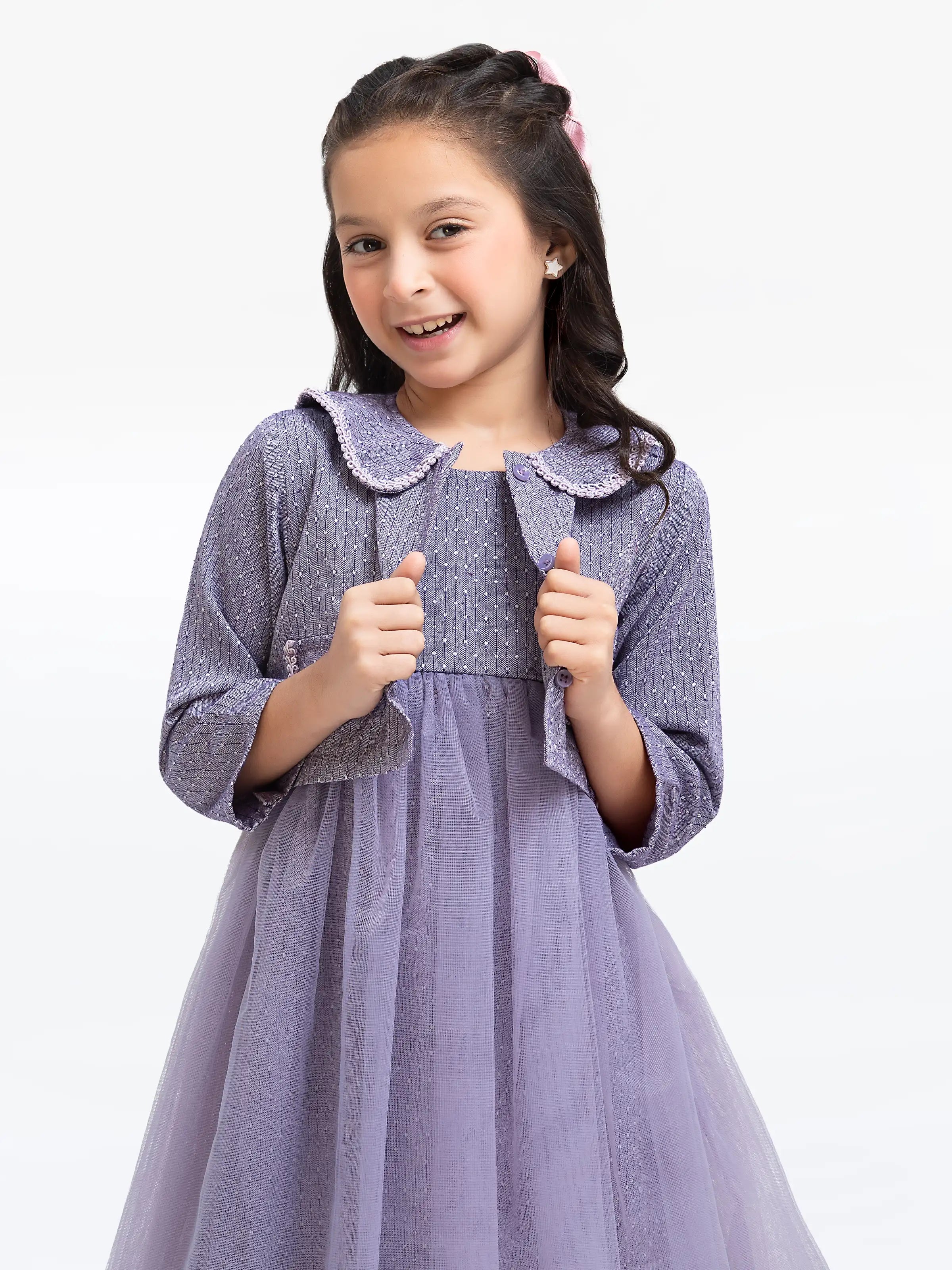 edenrobe Girl's Light Purple Frock - EGTF24W-200057 – edenrobe Pakistan