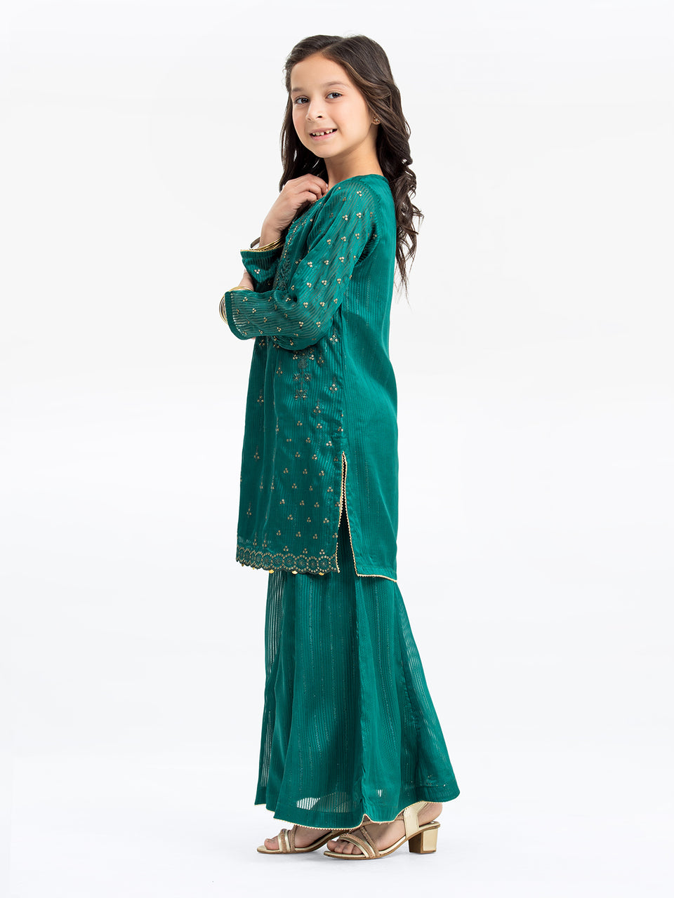 edenrobe Girl's Green Pishwas - EGTPLE23-50001ST – edenrobe Pakistan