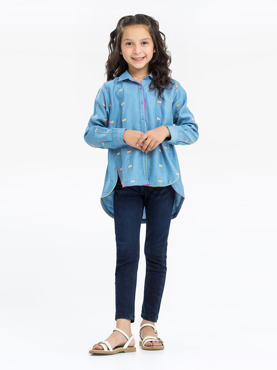 edenrobe Girl's Blue Fusion Top - EGTFT23-100023 – edenrobe Pakistan