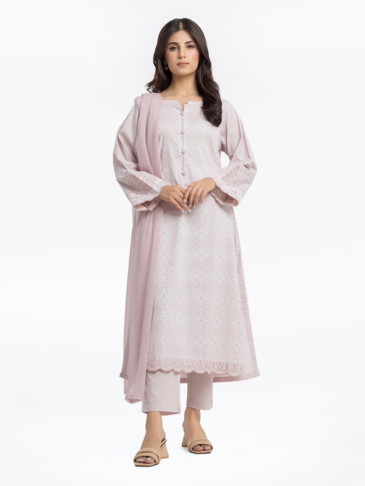 edenrobe Women's Tea Rose Ready To Wear 3Pc Cambric - EWTKE24-81048-3P ...