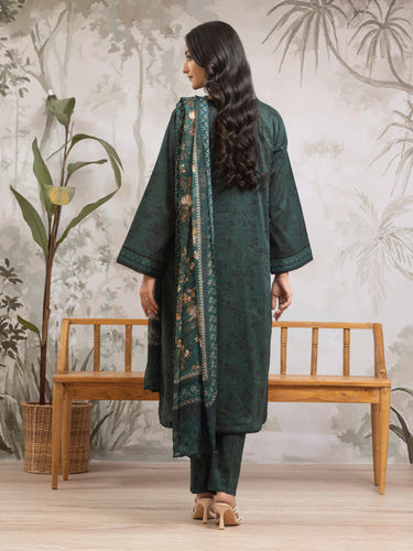 edenrobe Women's Dark Green Unstitched 3Pc Khaddar - EWU24M2-180 – edenrobe Pakistan