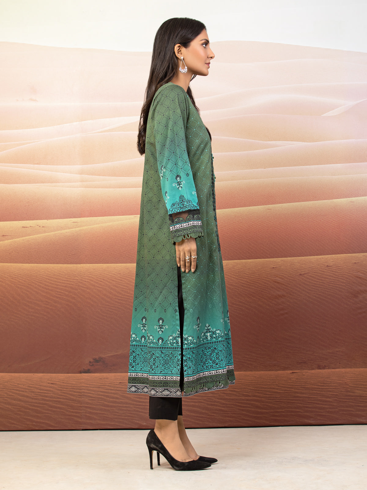edenrobe Women's Sea Green Unstitched 1PC Cotton Satin - EWU22V9-25046 ...