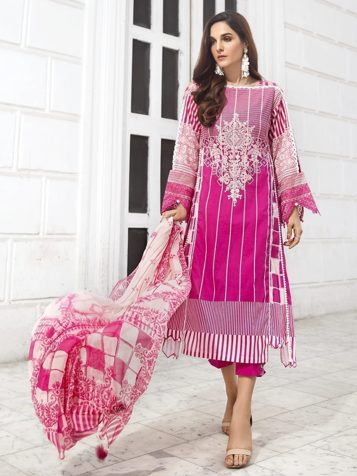 edenrobe Women's Multi Unstitched 3PC Chiffon - EWU20V4-19987 ...