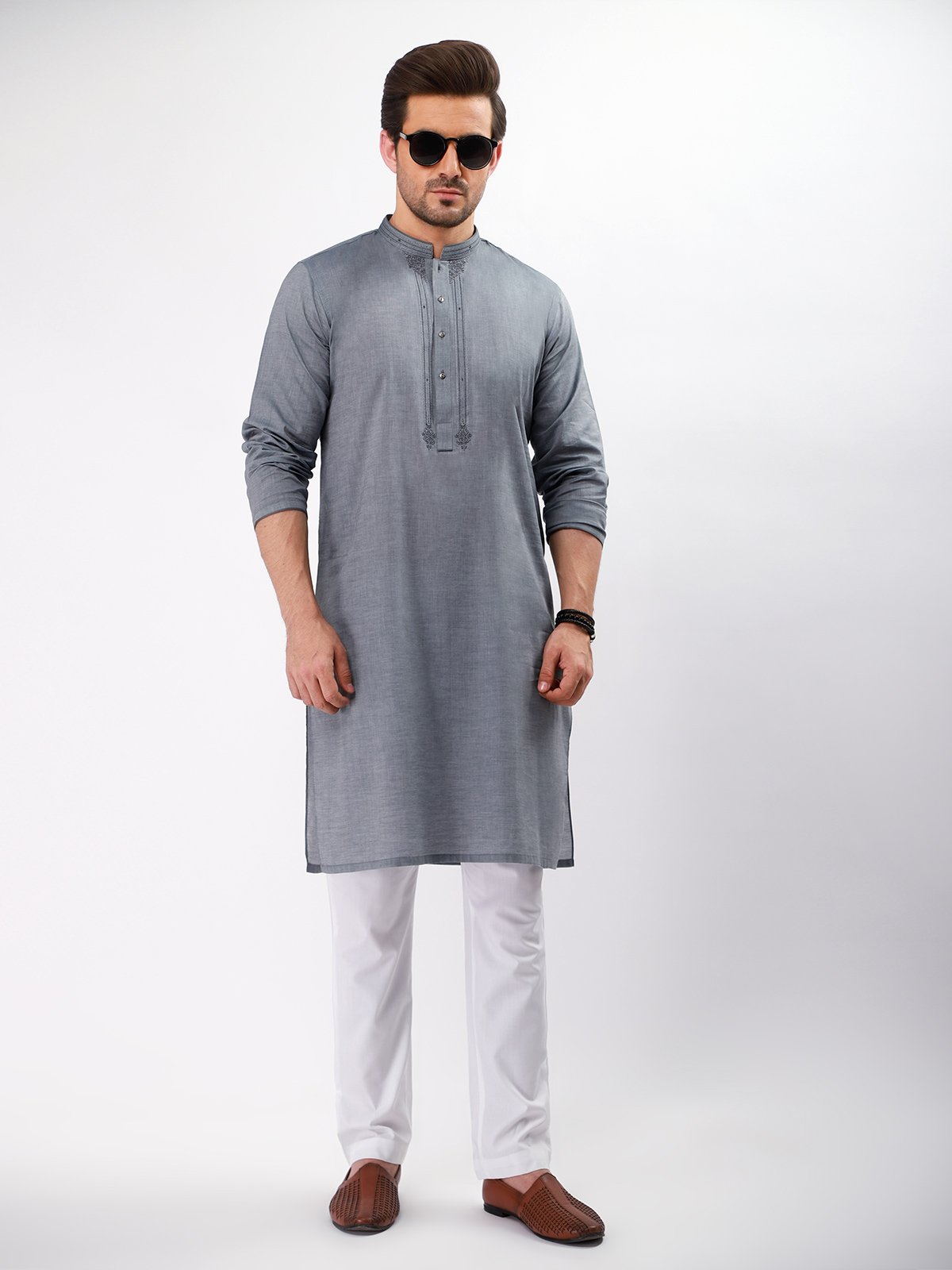 edenrobe Men's Grey Kurta - EMTK21S-99066 – edenrobe Pakistan