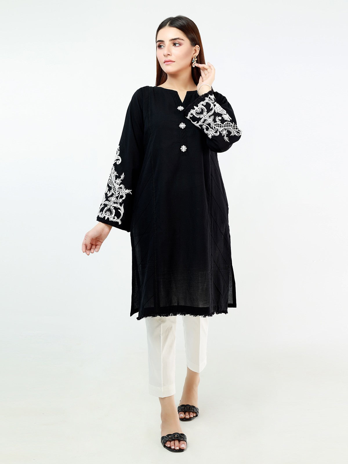 edenrobe Women's Black Ready To Wear 1PC Georgette - EWTKE21-67840 ...