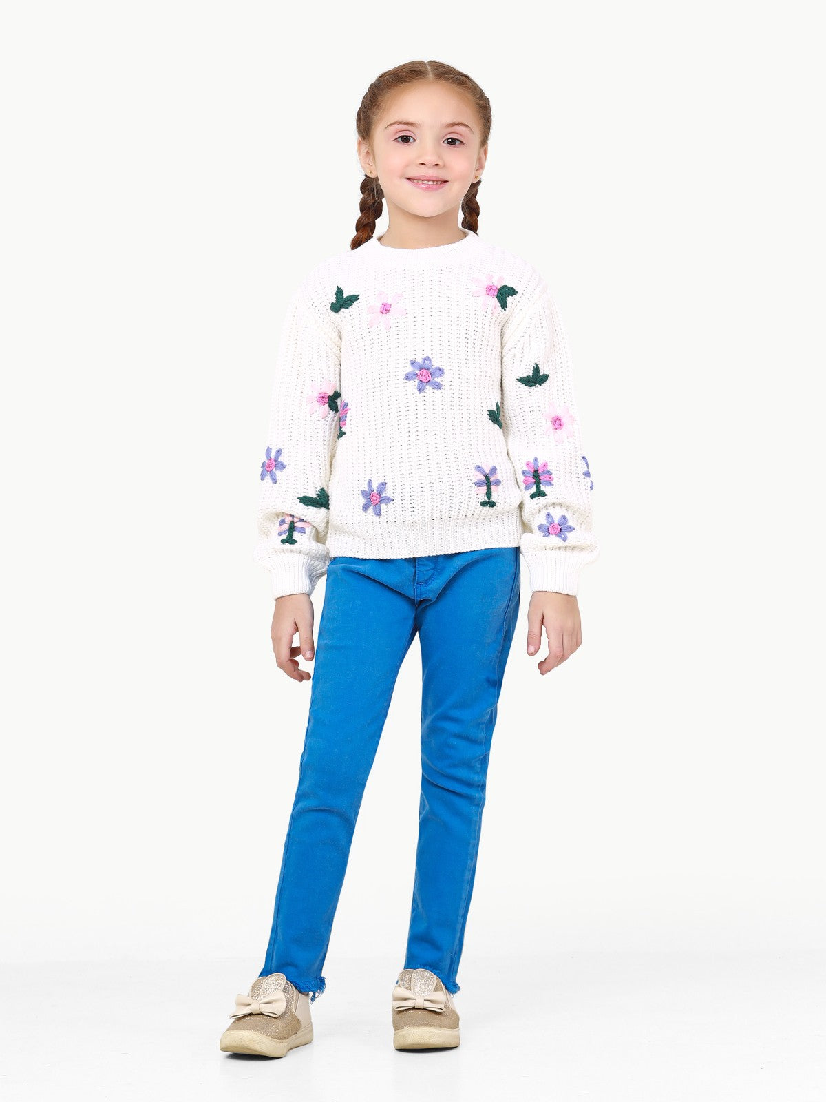 Edenrobe Girls Off White Sweater Egtswt22 011 Edenrobe Pakistan
