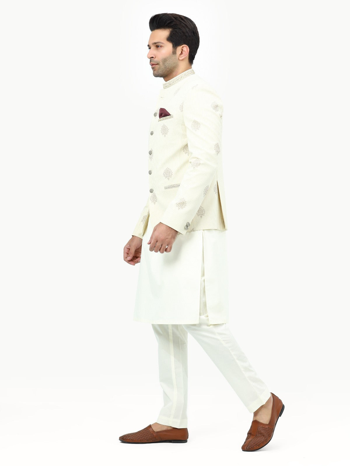 edenrobe Men's Cream Prince Suit - EMTPCS22-004 – edenrobe Pakistan