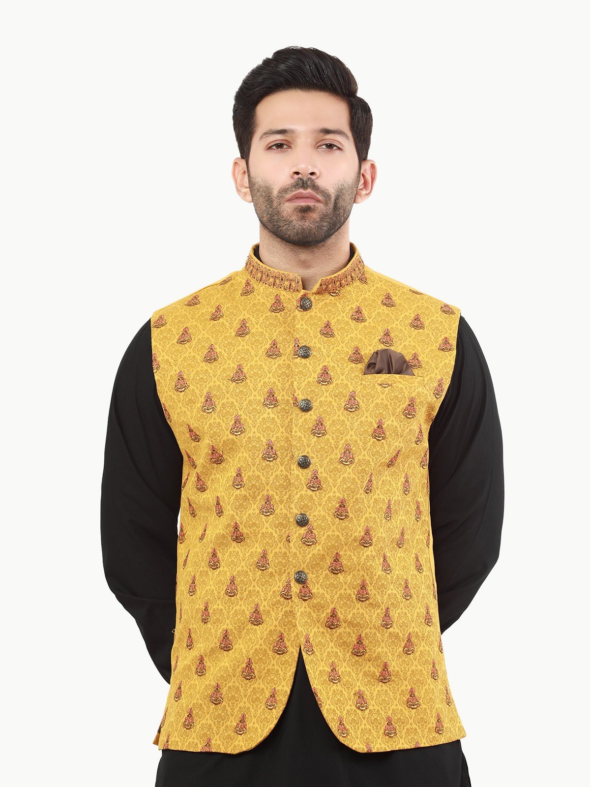 edenrobe Men's Mustard Waist Coat Ceremonial - EMTWCC22-115 – edenrobe ...