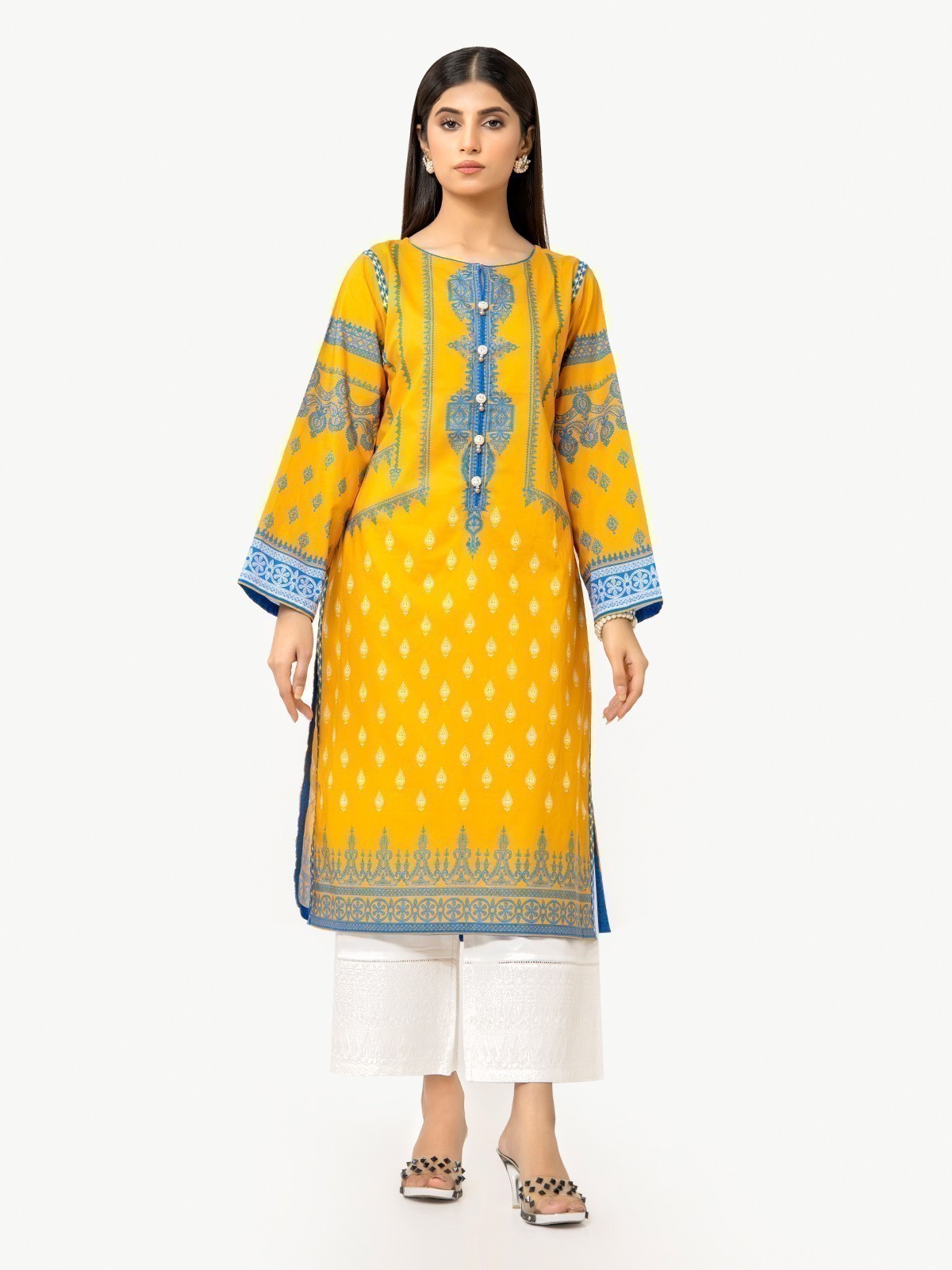 edenrobe Women's Mustard Ready To Wear 1PC Lawn - EWTKA22-67619 ...