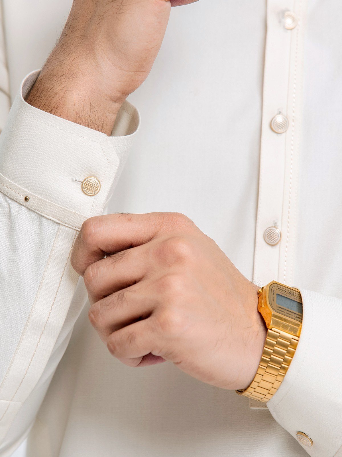 edenrobe Men's Cream Kurta Pajama - EMTSW23W-99385 – edenrobe Pakistan