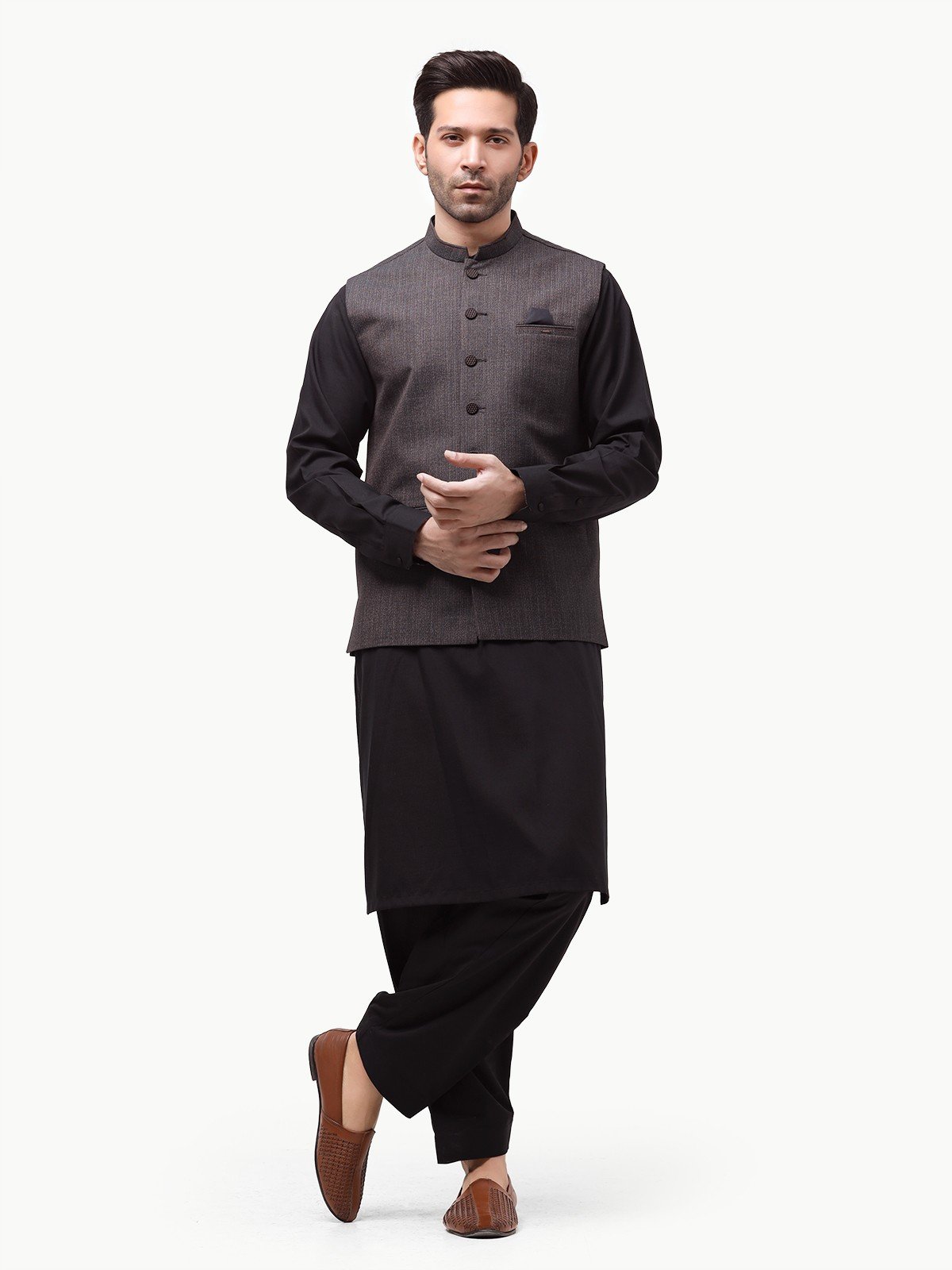 edenrobe Men's Charcoal Waist Coat - EMTWC23-35859 – edenrobe Pakistan