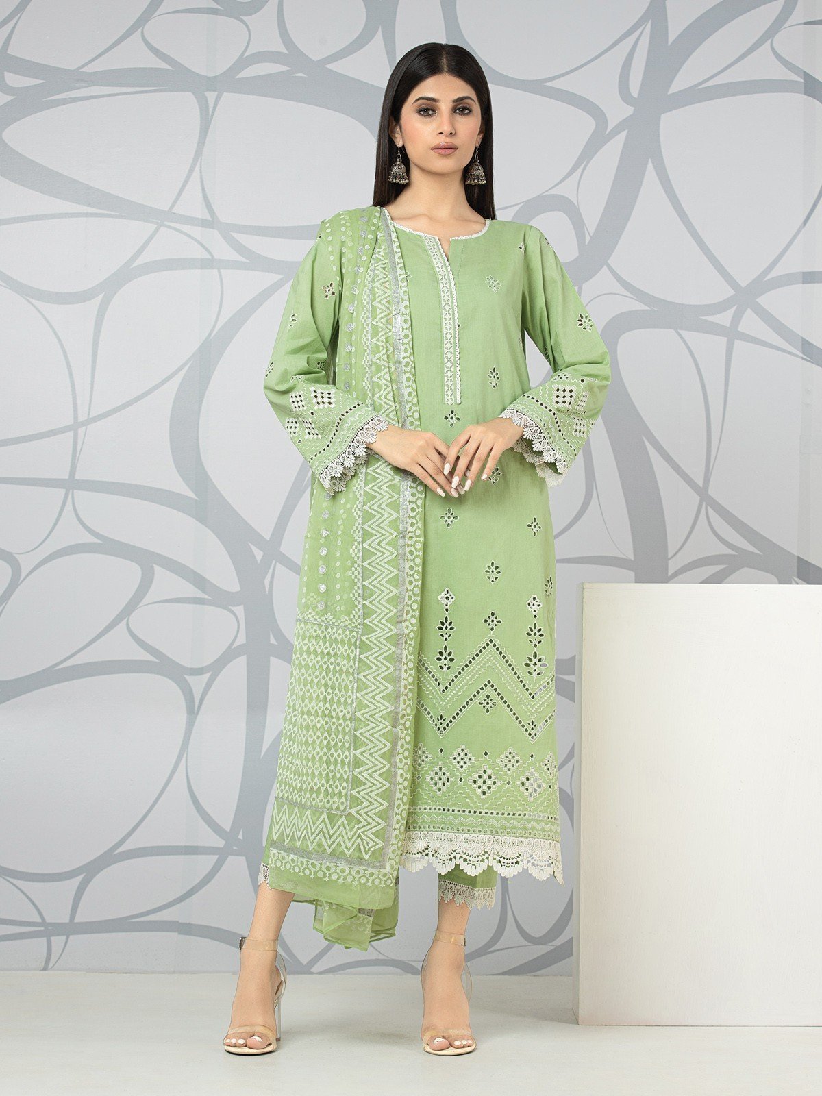 edenrobe Women's Light Green Unstitched 3PC Dobby - EWU23V7-23755 ...