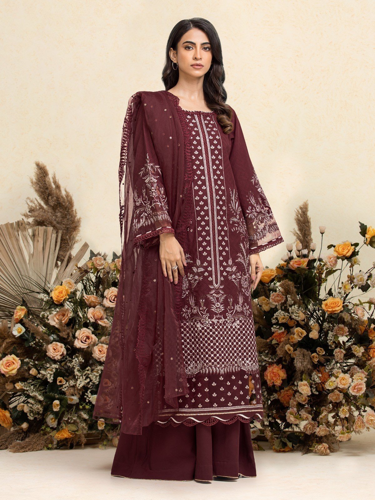 edenrobe Women's Maroon Unstitched 3PC Dobby - EWU23V7-26735 – edenrobe ...