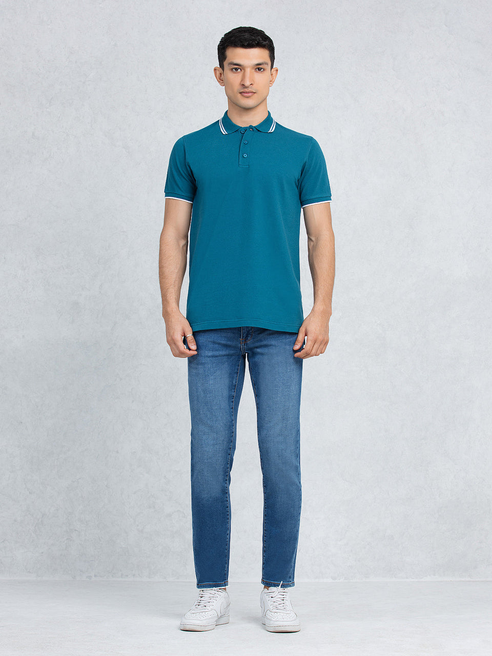 edenrobe Men's Teal Blue Polo Shirt - EMTPS23-007 – edenrobe Pakistan